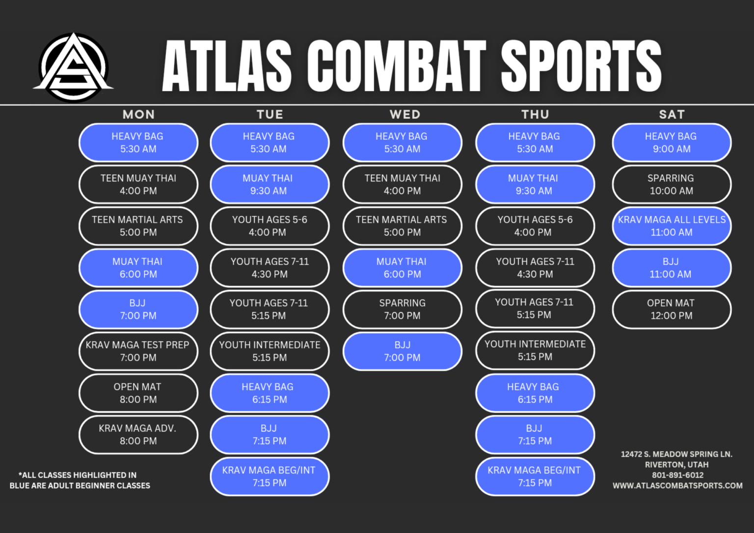 Schedule - Atlas Combat Sports